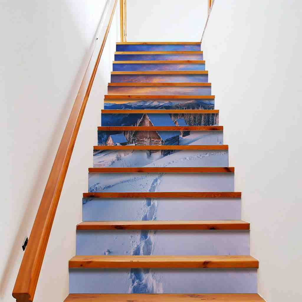 Natural Landscape Stair Stickers Mount Fuji Cherry Blossoms Staircase ...