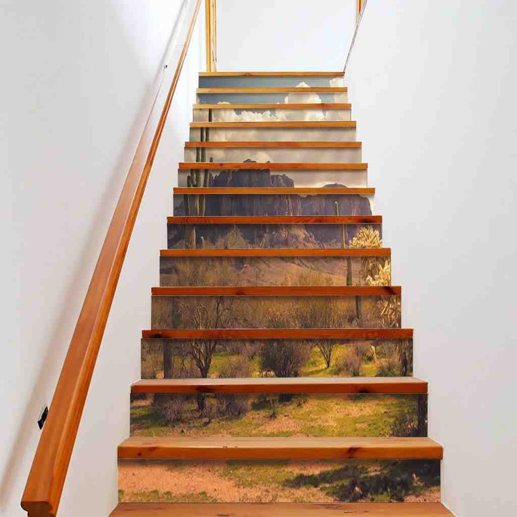 Natural Landscape Stair Stickers Mount Fuji Cherry Blossoms Staircase ...