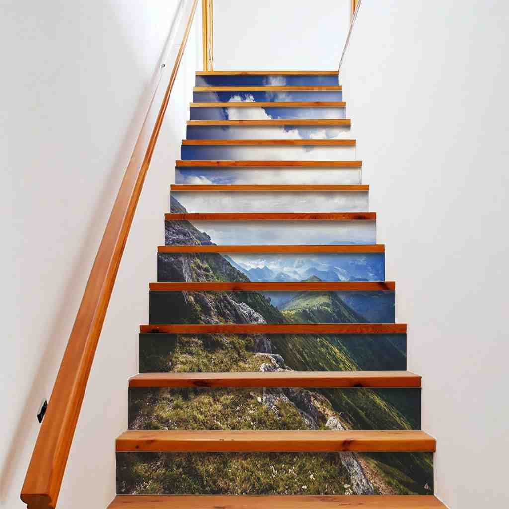 Natural Landscape Stair Stickers Mount Fuji Cherry Blossoms Staircase ...