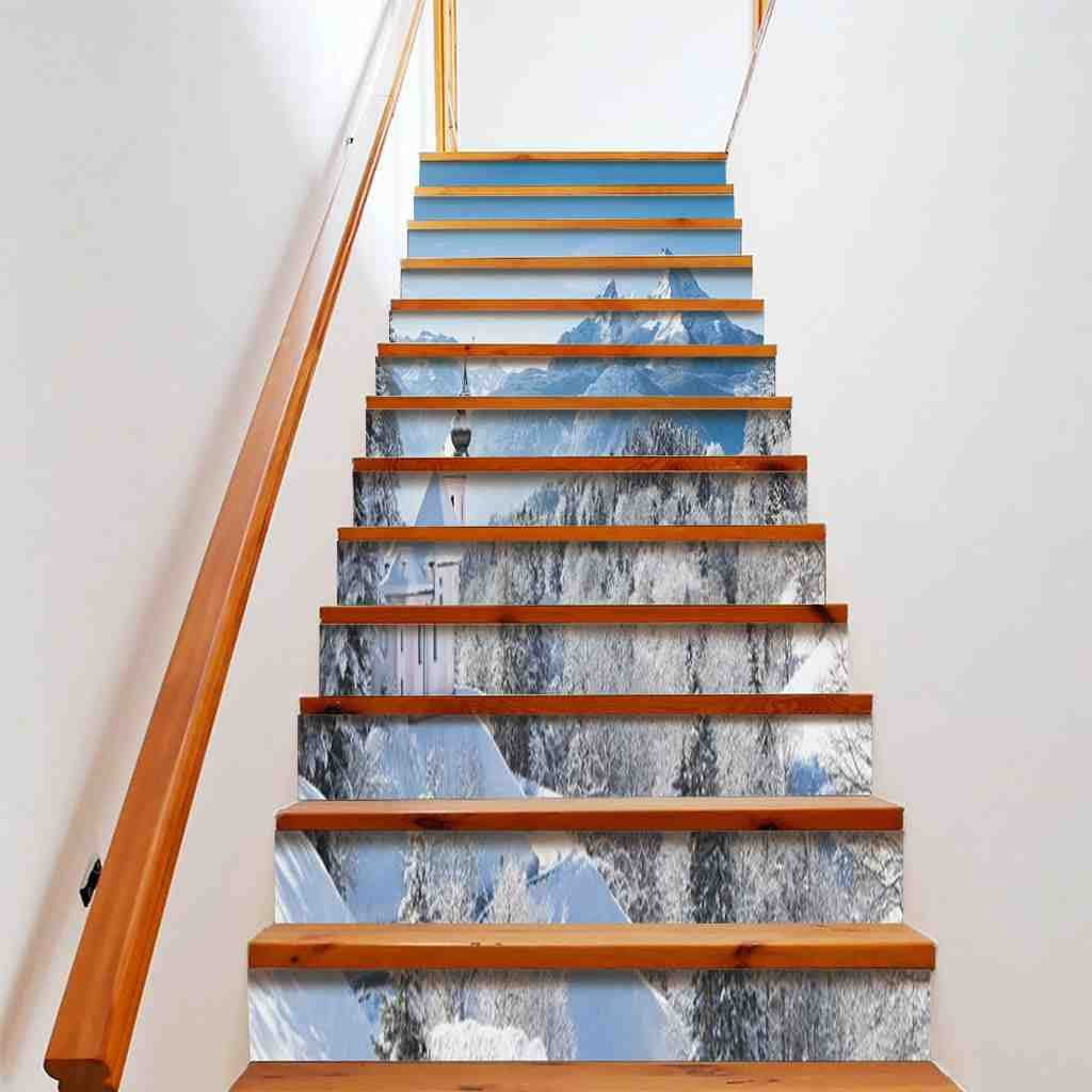 Natural Landscape Stair Stickers Mount Fuji Cherry Blossoms Staircase ...