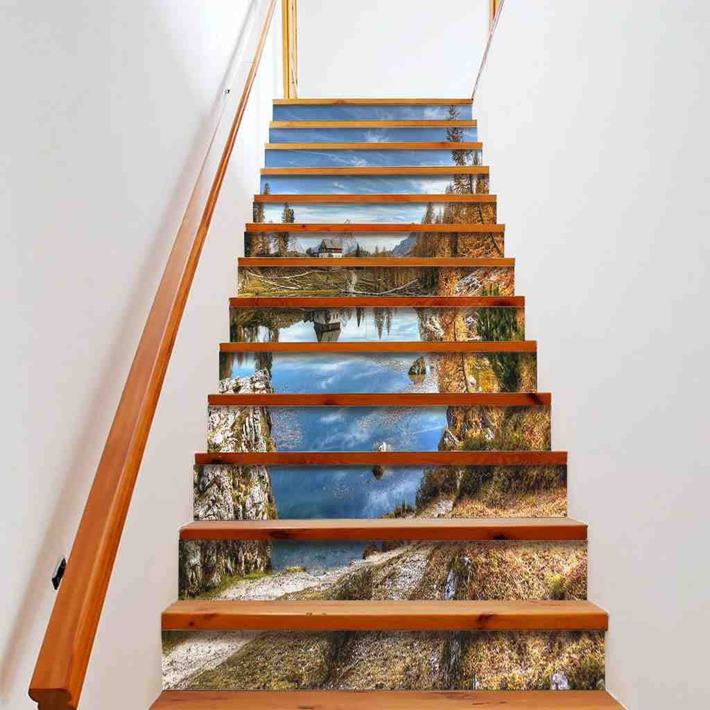 Natural Landscape Stair Stickers Mount Fuji Cherry Blossoms Staircase ...