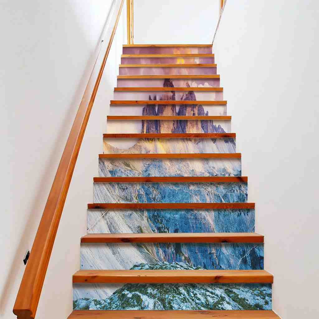 Natural Landscape Stair Stickers Mount Fuji Cherry Blossoms Staircase ...