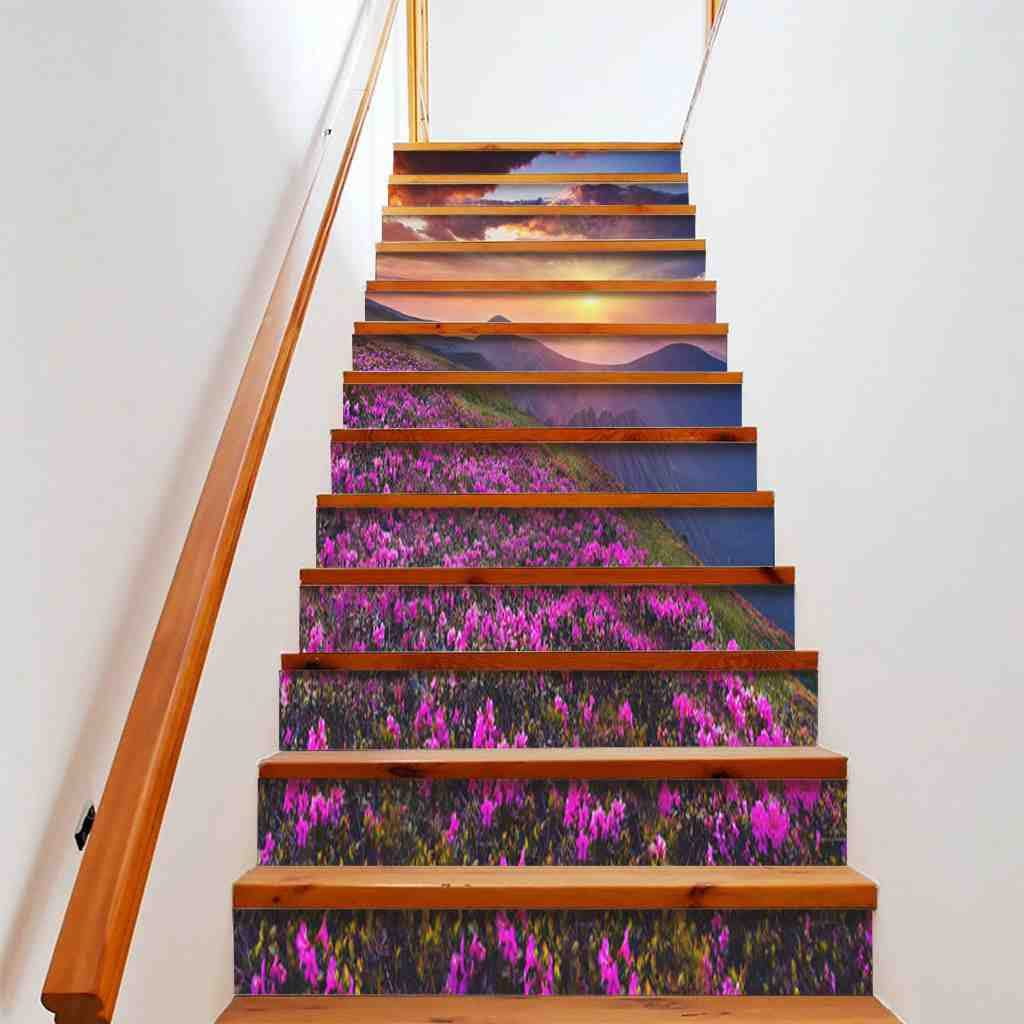 Natural Landscape Stair Stickers Mount Fuji Cherry Blossoms Staircase ...