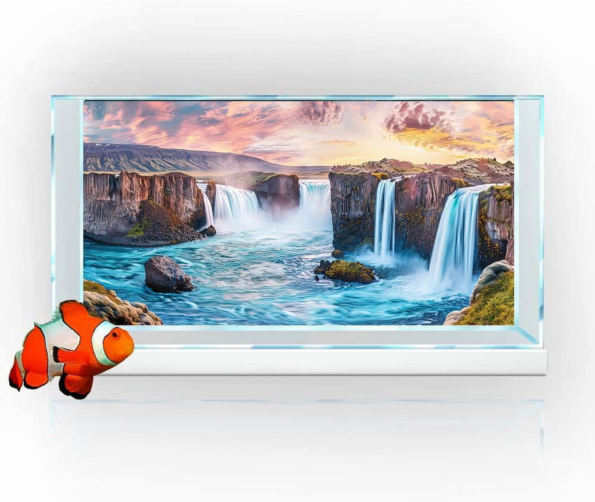 Natural Landscape Waterfall Aquarium Background, Art Natural Landscape ...