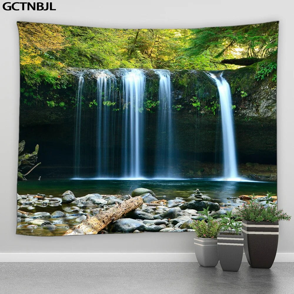 Natural Landscapes Waterfalls Mountains Lakes Tapestry Beautiful ...