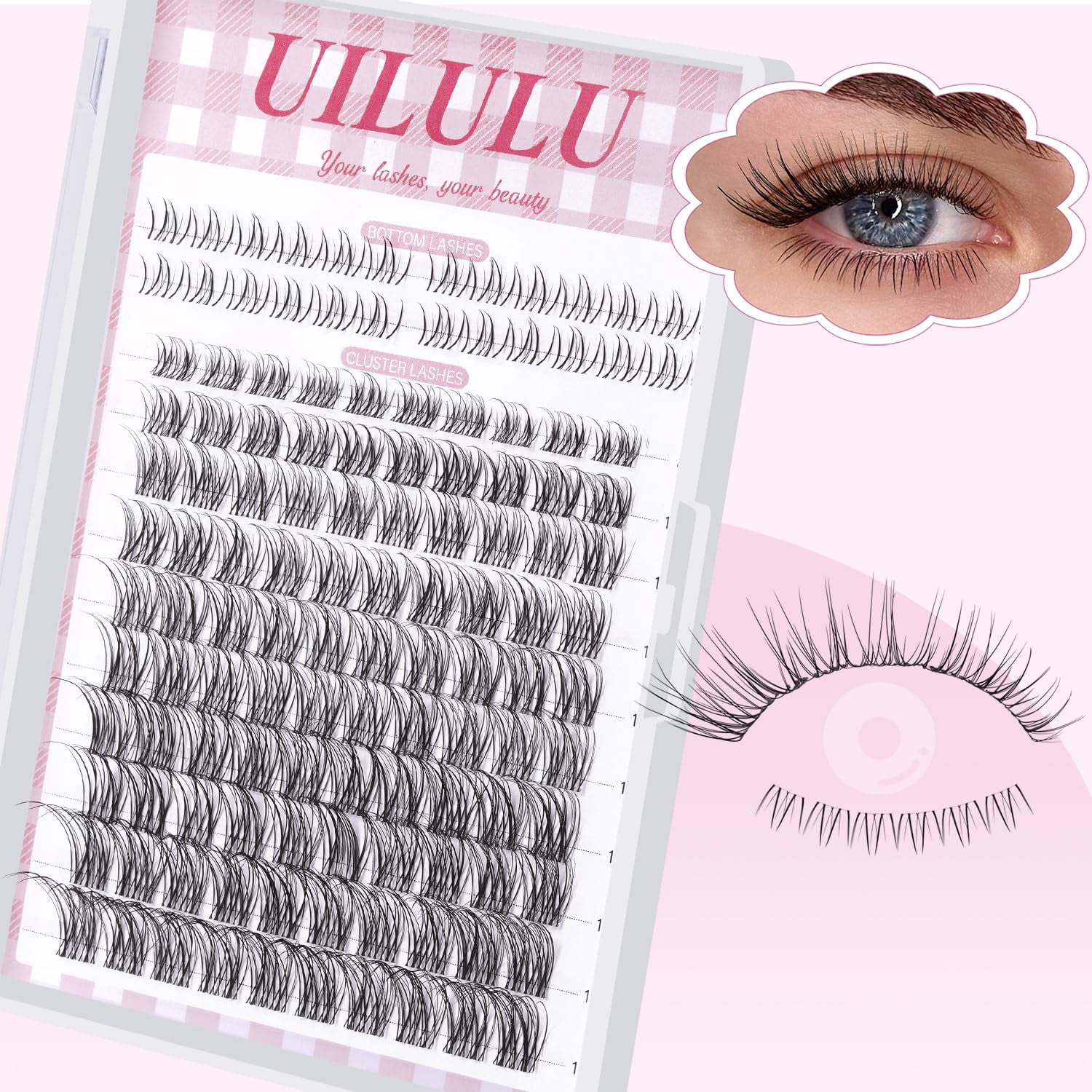 Natural Lash Clusters 8-18mm SSF20 with 5mm Bottom Lashes Natural Eye ...