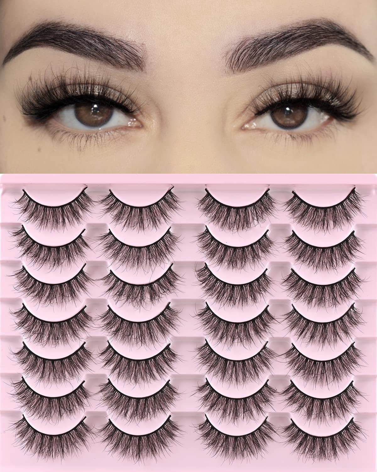Natural Lashes Short Eyelashes Wispy False Mink Lash Pack 14 Pair ...