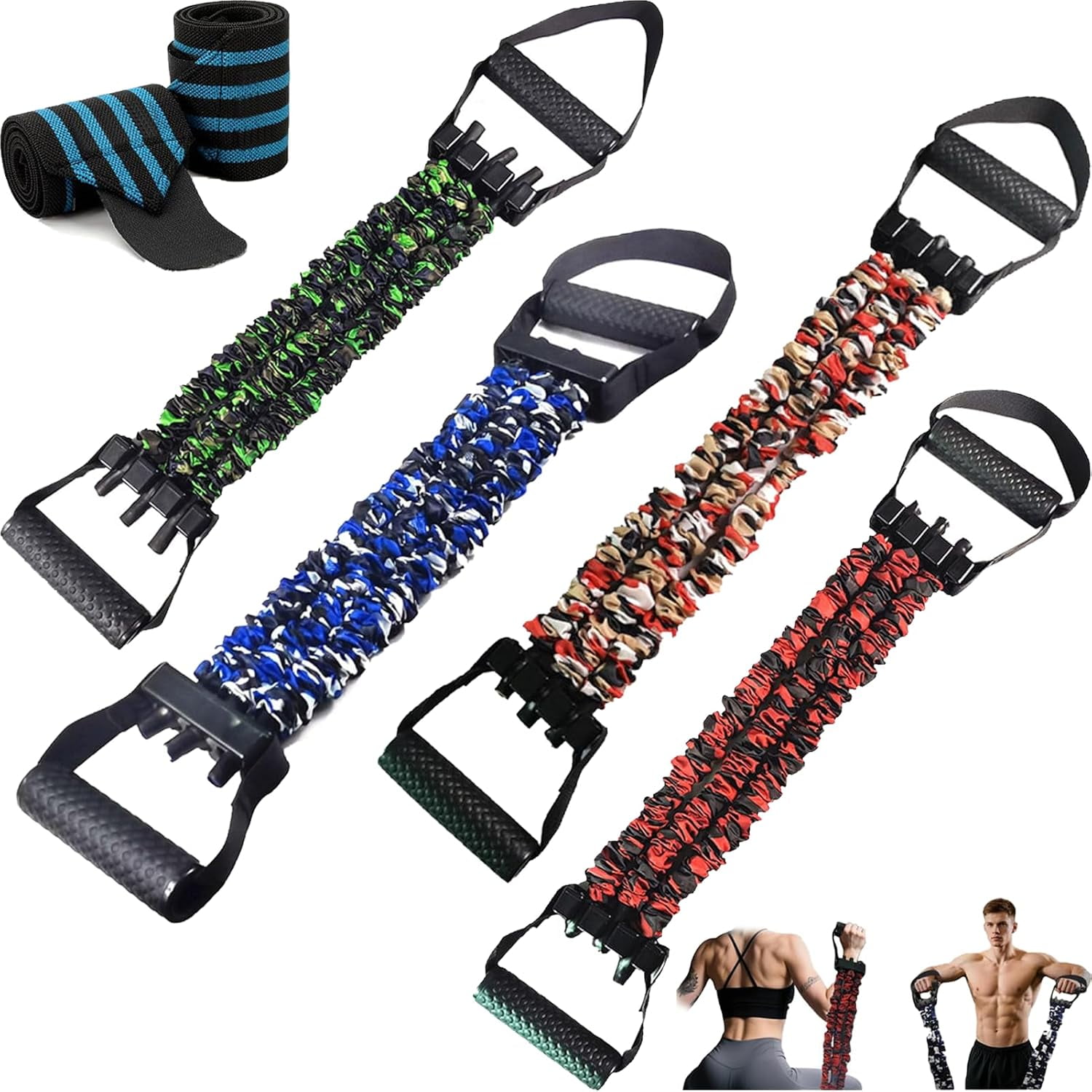 Natural Latex 3-Hole Resistance Stretcher, Premium Full-Body Exercise ...