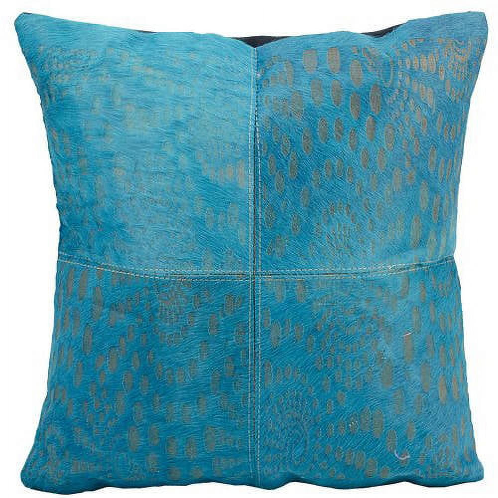Natural Leather Hide Pillow, S2200, Turquoise, 18" x 18" - Walmart.com