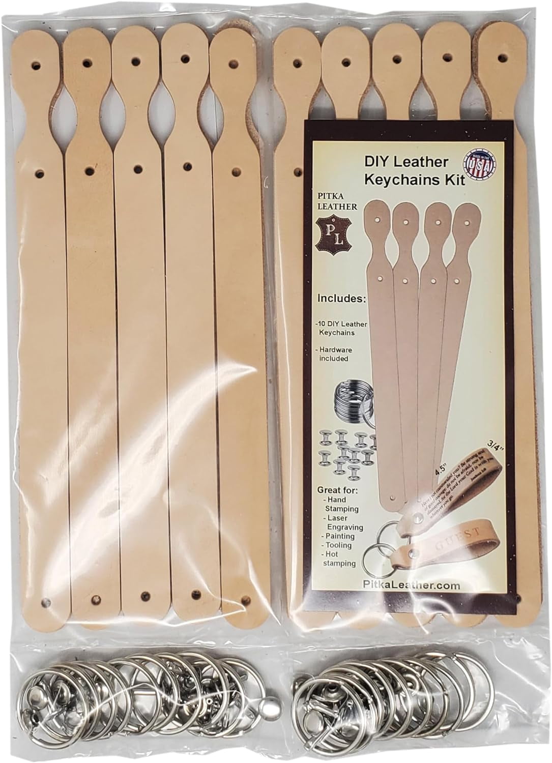 Natural Leather Keychains - 10 Pack Blank Key Fobs Kit - Leather Craft ...