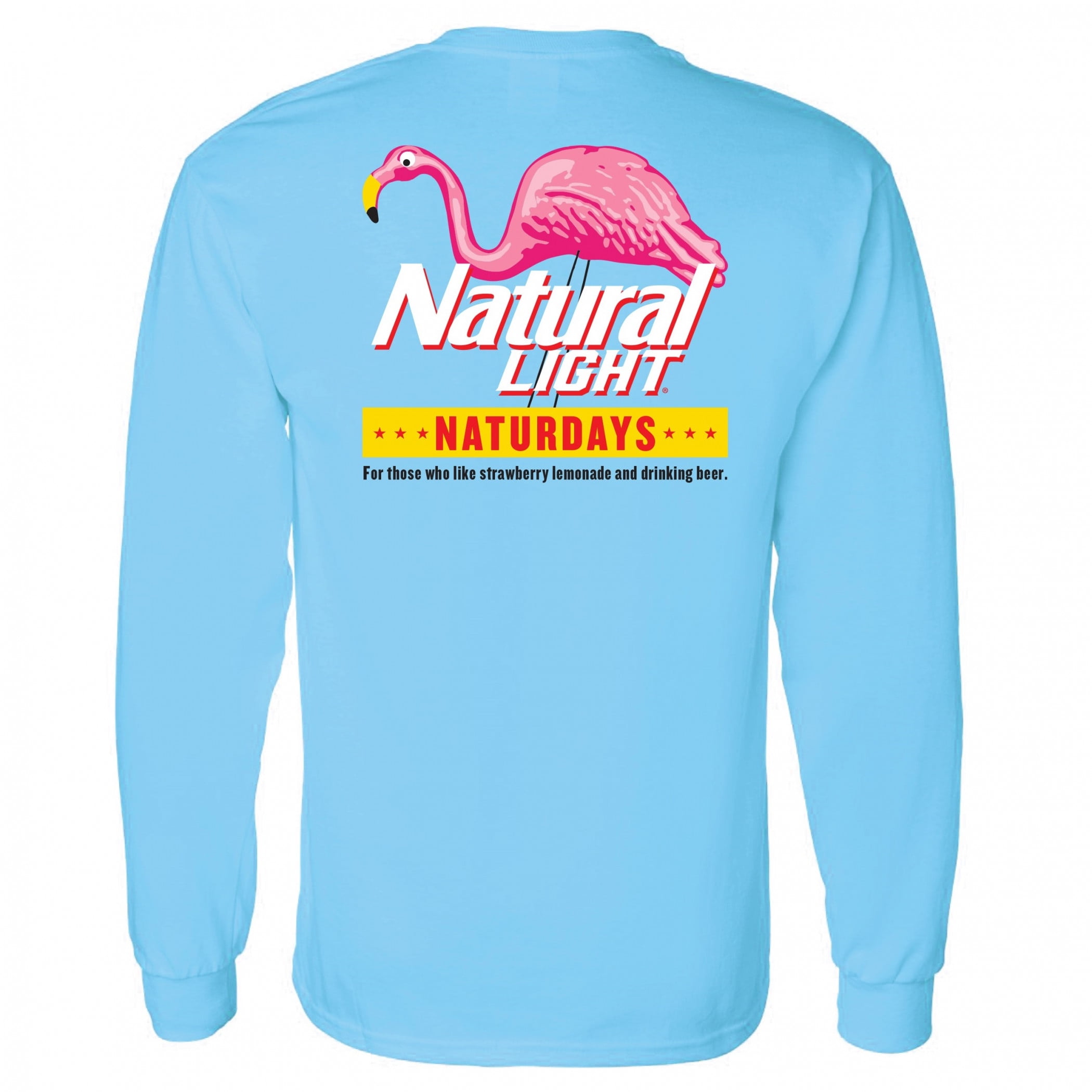 Natural Light Naturdays Flamingo Bright Blue Long Sleeve Shirt-Small ...