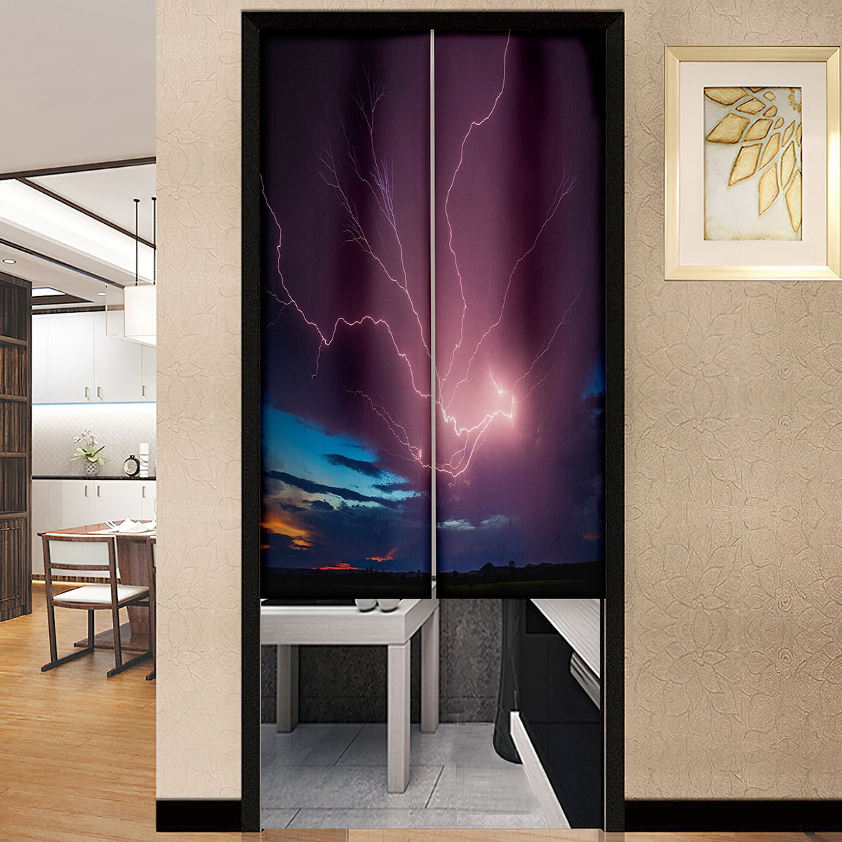 Natural Lightning Landscape Door Curtain Dust Proof Kitchen Hotel Room ...