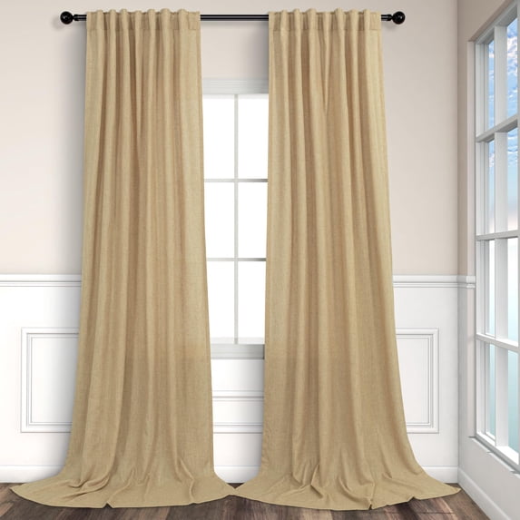Natural Linen Curtains 45 Inch Length 2 Panels Rod Pocket Light ...