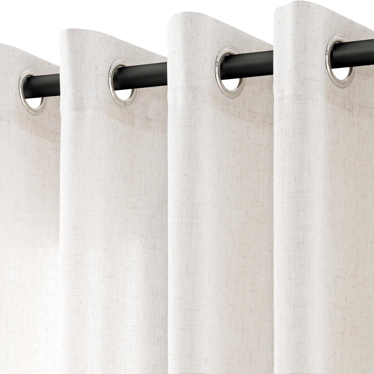 Natural Linen Curtains for Living Room Grommet Privacy Sheer Curtains ...