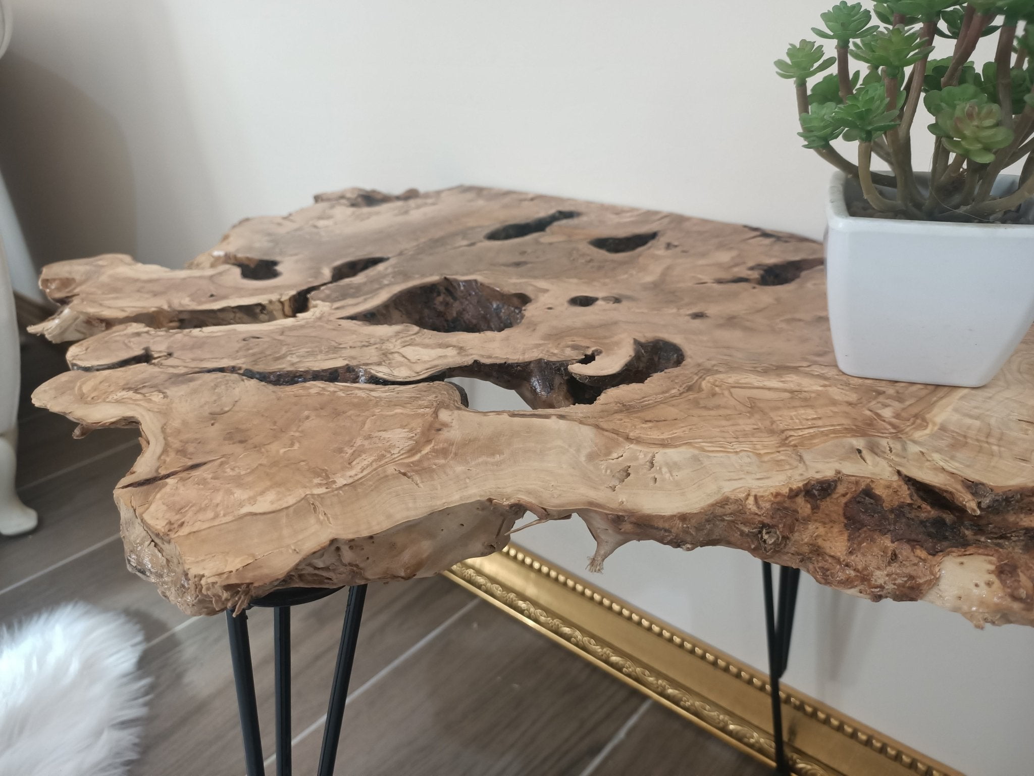 Natural Live Edge Olive Console Coffee Table Wall Type I (20 inches ...