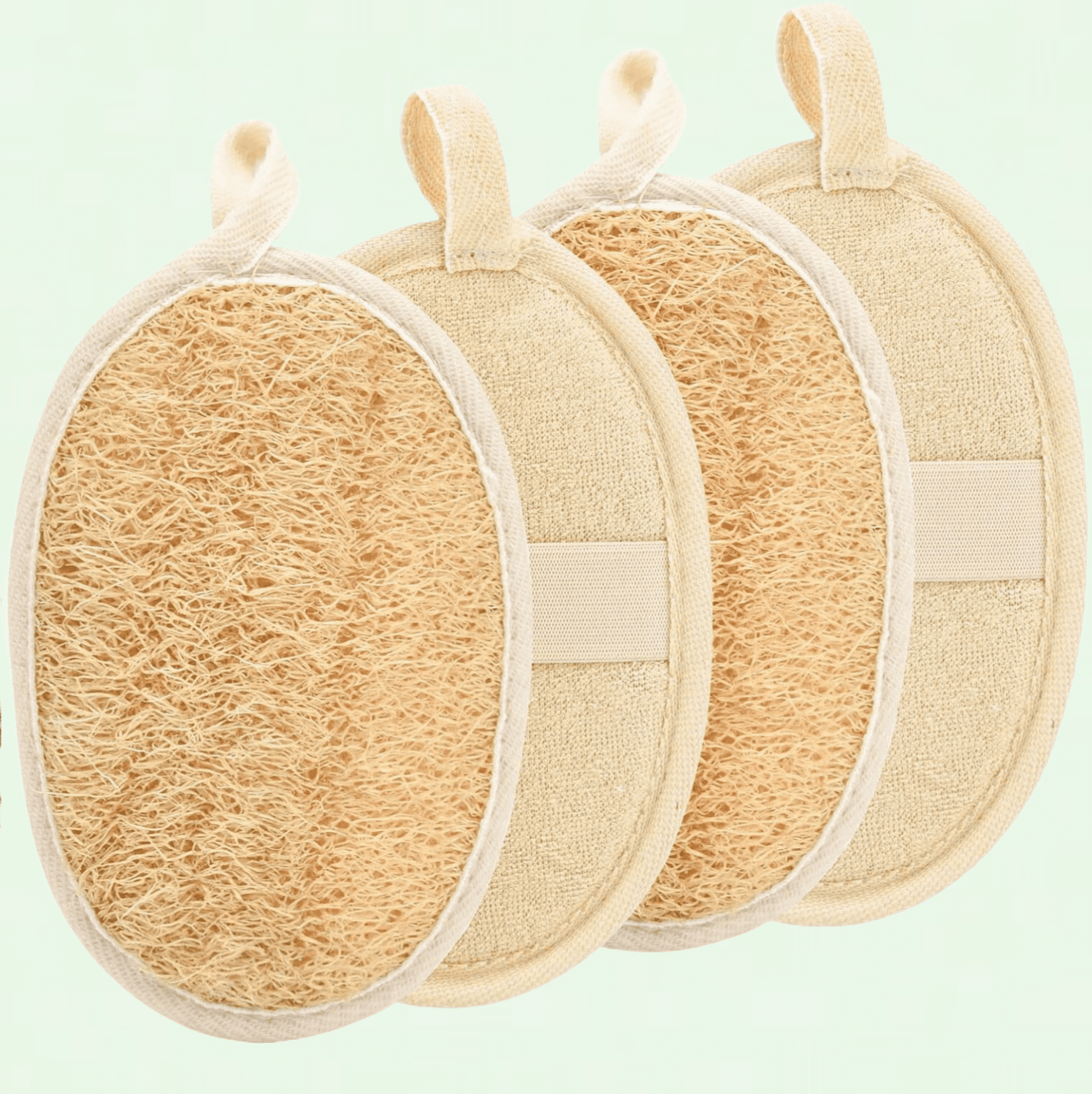 4 Pack Natural Loofah, Exfoliating Sponge Face Wash Pads and Back ...