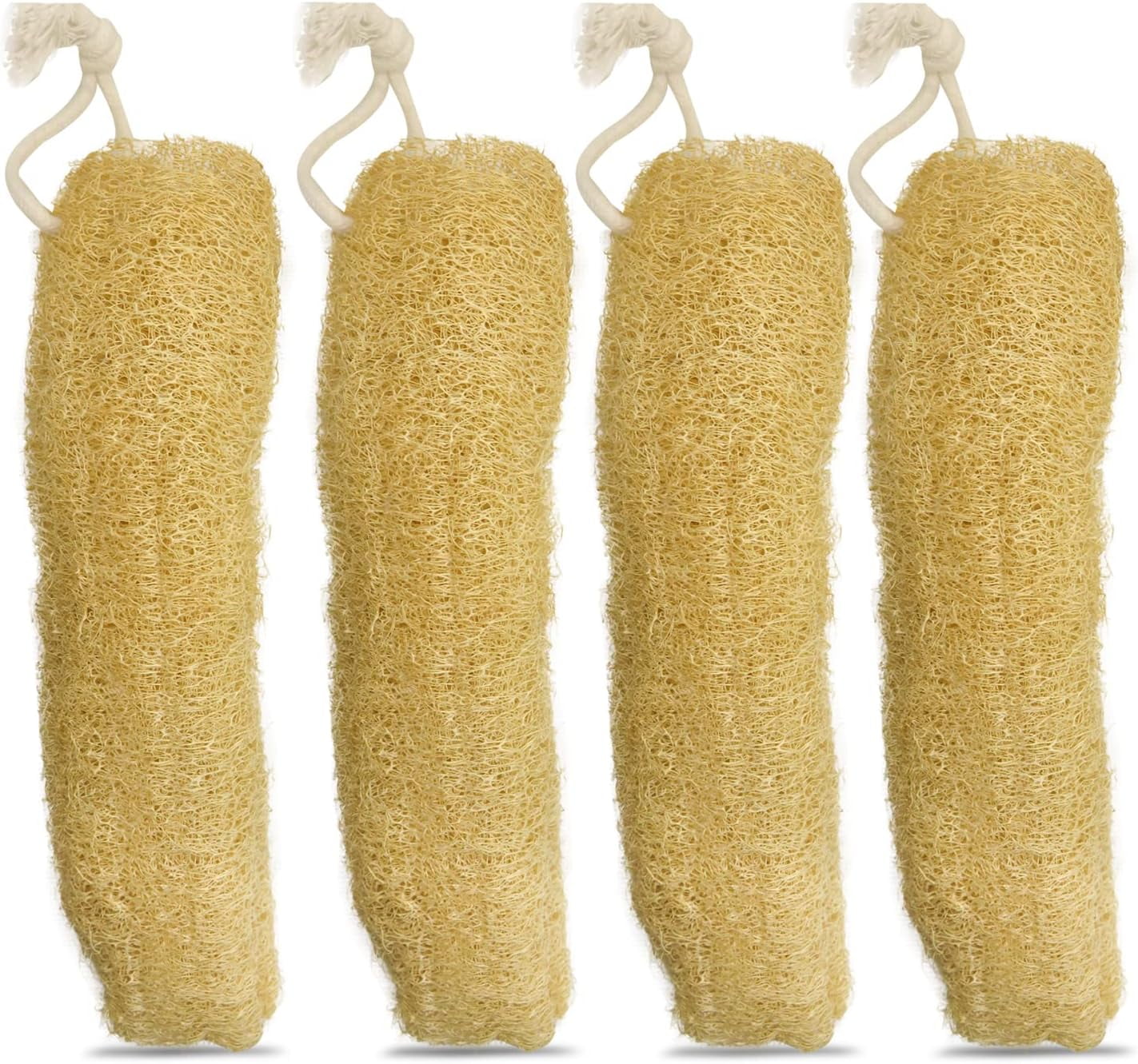 Natural Loofah Bathing Exfoliating Scrubbers - 4 Extra Large Reusable ...