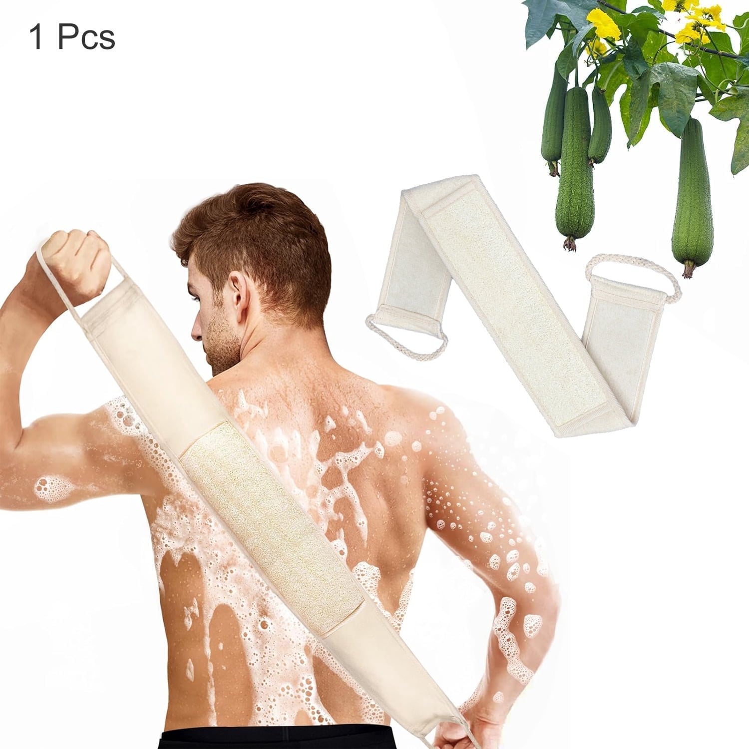 Natural Loofah Exfoliating Back Scrubber, Loofah Sponge Pads & Body ...