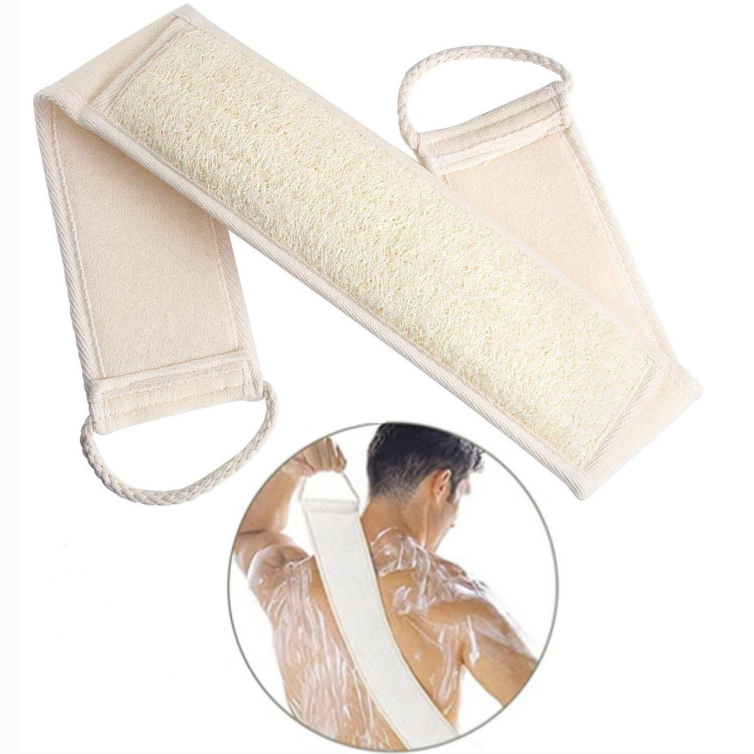 Natural Loofah Exfoliating Back Scrubber for Shower, Double Side Loofah ...