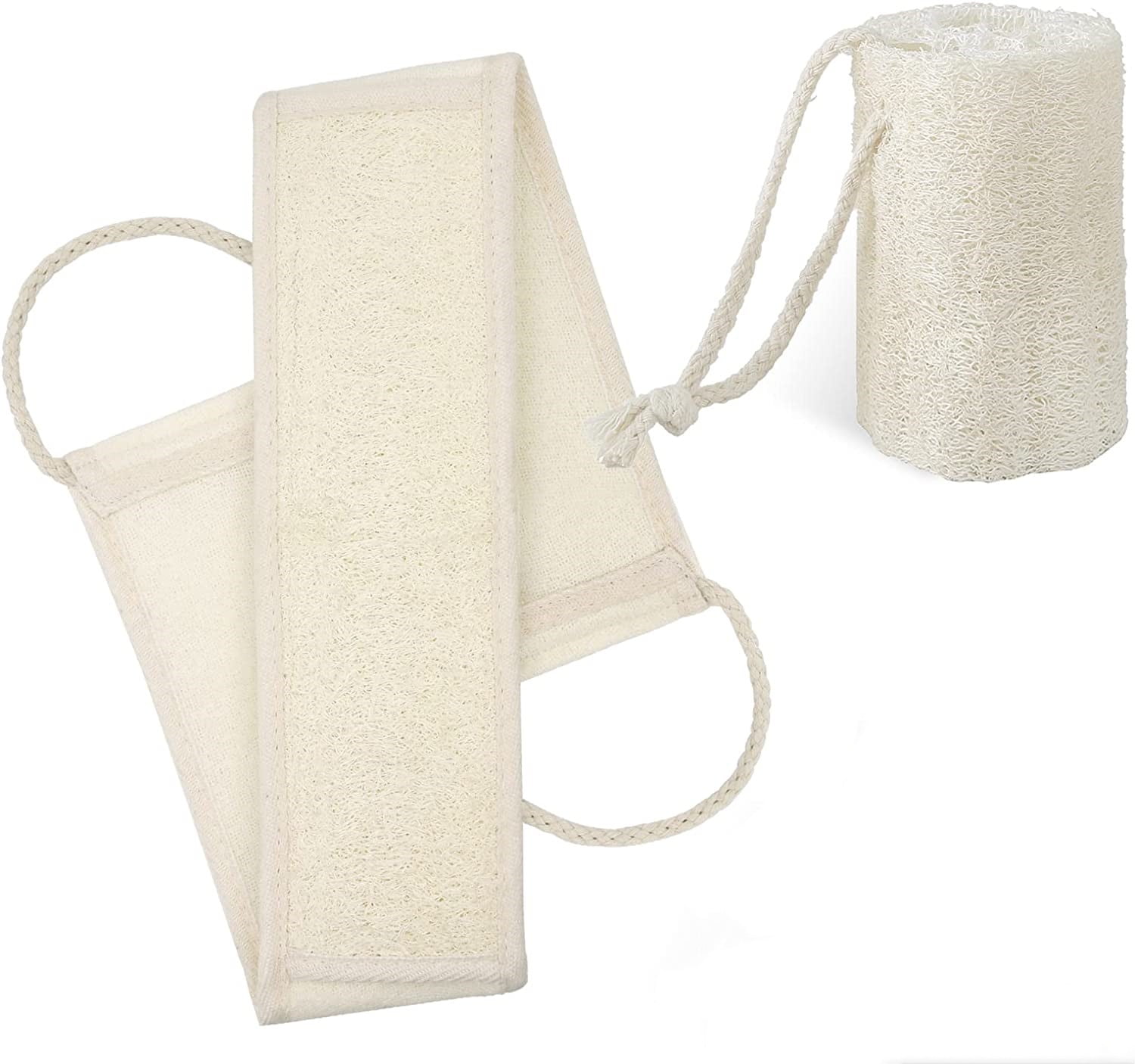 Wattne Natural Loofah Back Scrubber for Shower Long Handle Body Brush ...