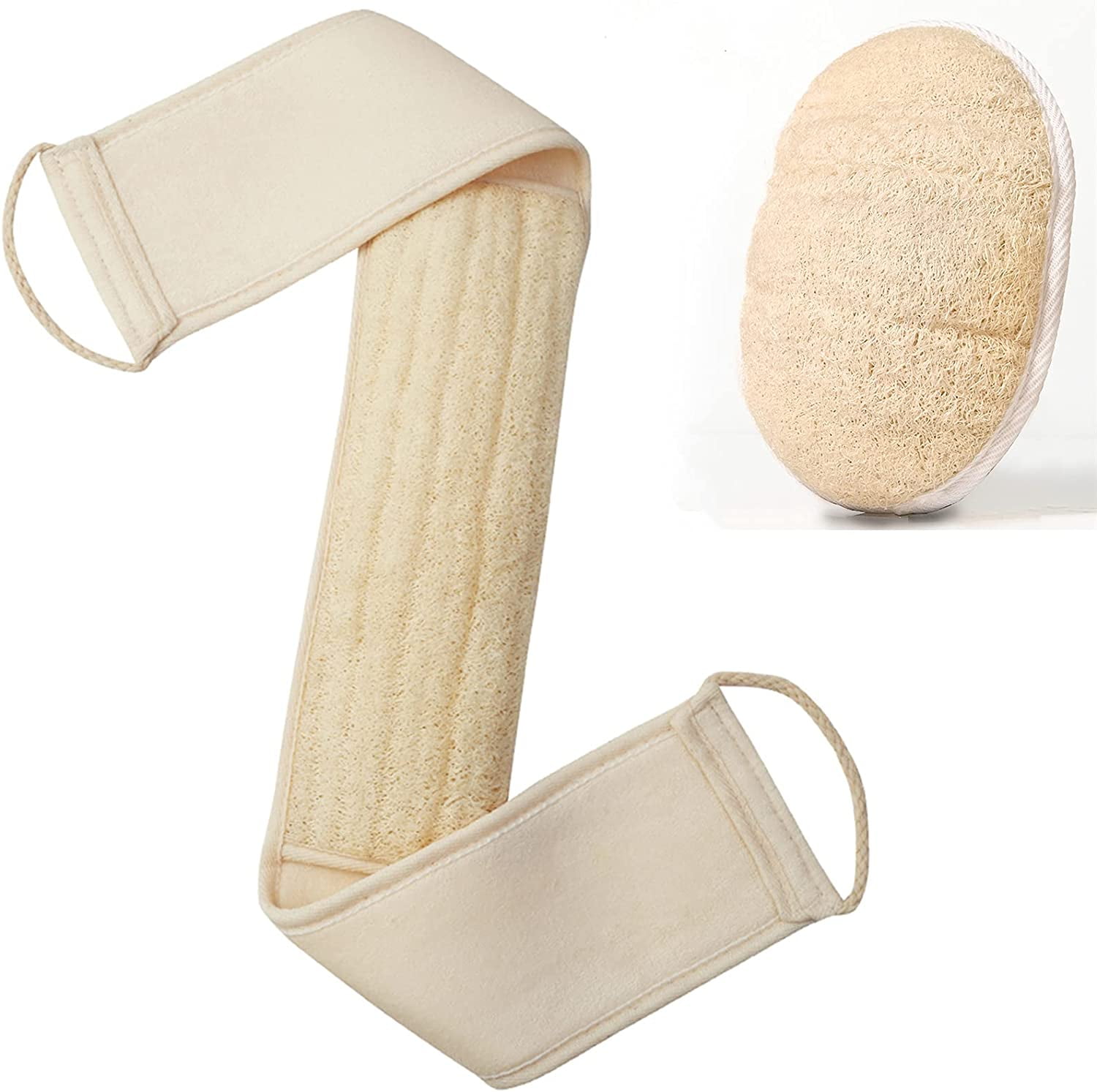 Natural Loofah Exfoliating Back Scrubber for Shower Set, Loofah Sponge ...