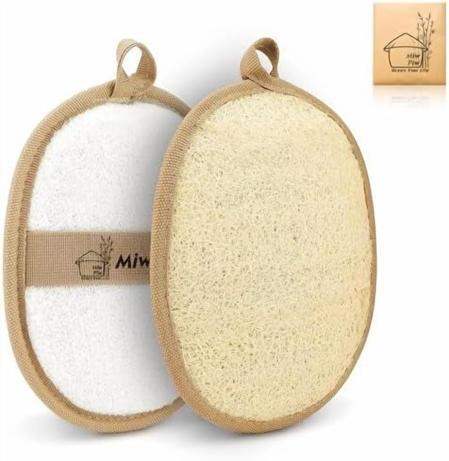Natural Loofah Exfoliating Body Scrubber (Pack 10), Loofah Bath Sponge ...