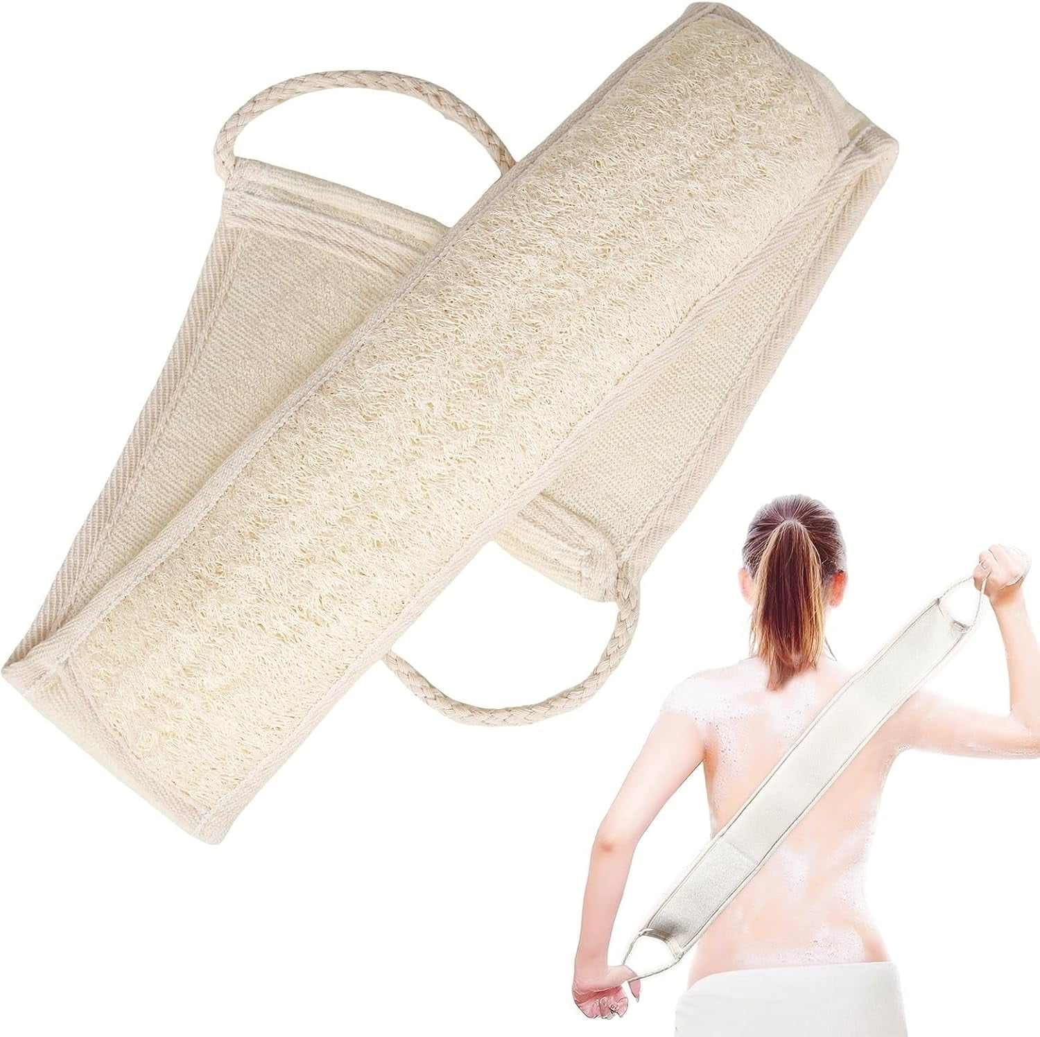 Natural Loofah Sponge Back Scrubber for Bath Shower, Exfoliating Body ...