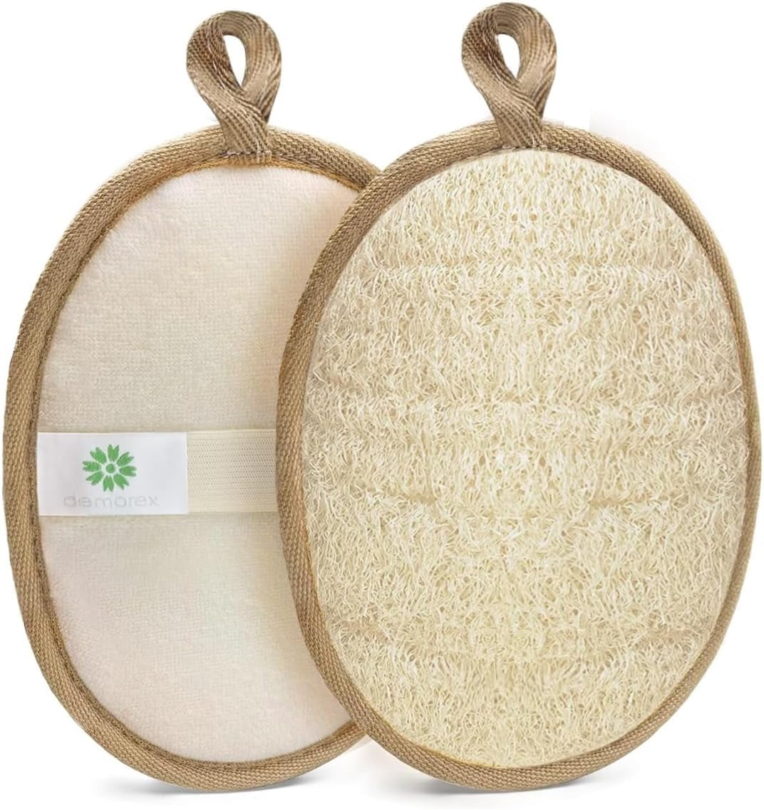Demorex Natural Loofah Sponge (2 Pack), Eco-Friendly, Biodegradable ...