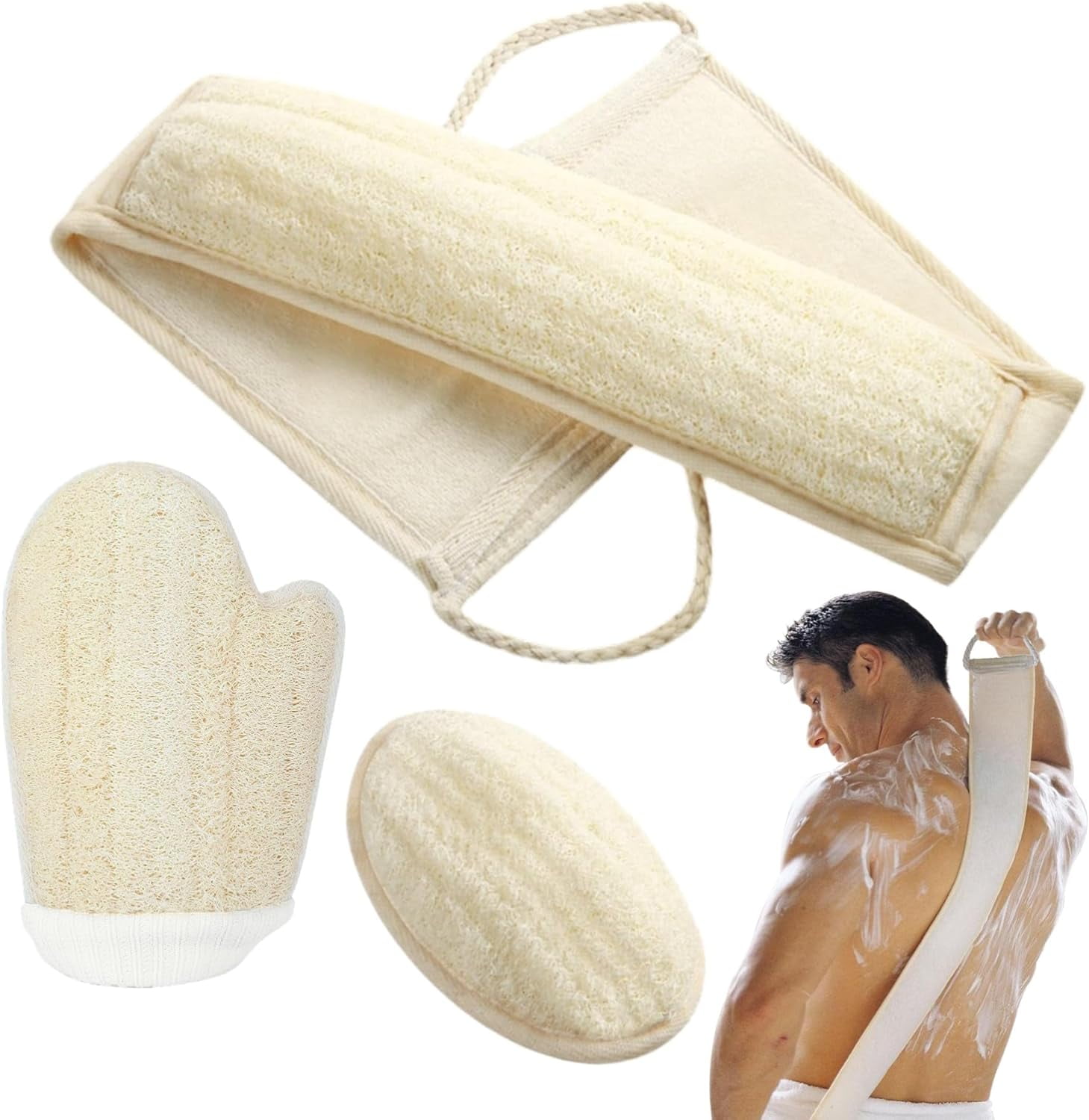 Natural Loofah Sponge, Exfoliating Body Scrubber for Men Women, Loofah ...