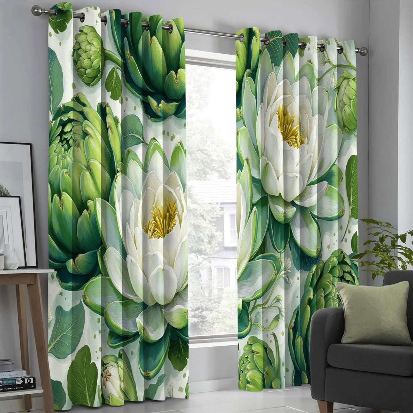 Natural Lotus Artichokes Blackout Curtains For Bedroom Living Room ...
