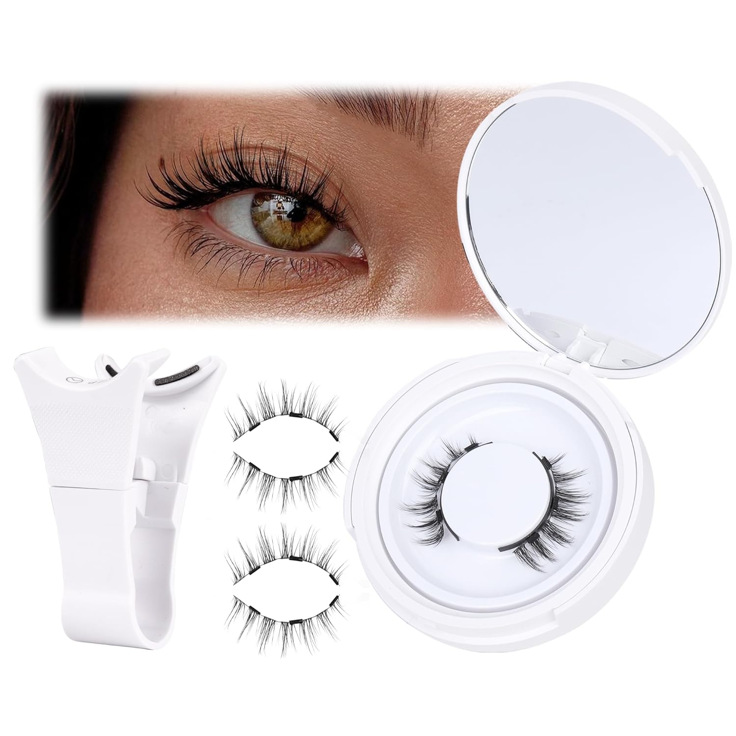 Natural Magnetic Eyelashes Wispy Magentic Lashes Reusable Clear Band ...