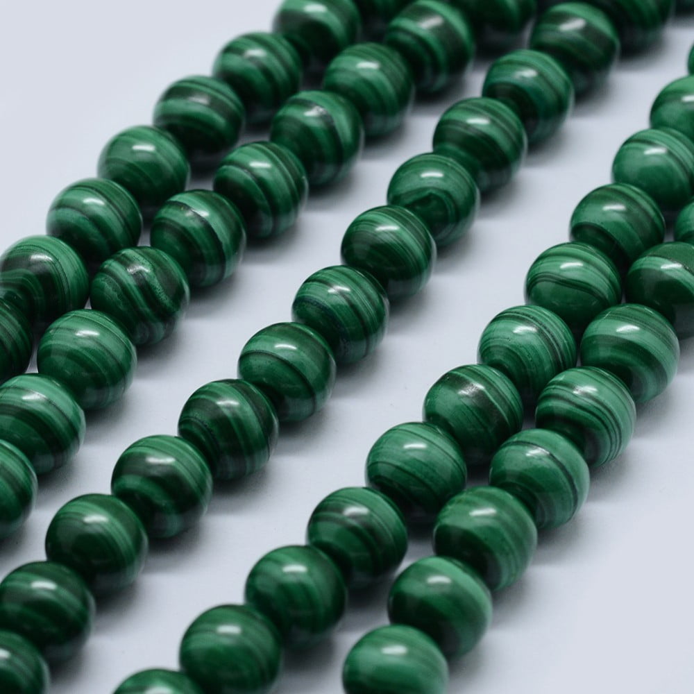 Natural Malachite Beads Strands Grade AA Round 10mm Hole: 0.8mm 40pcs ...