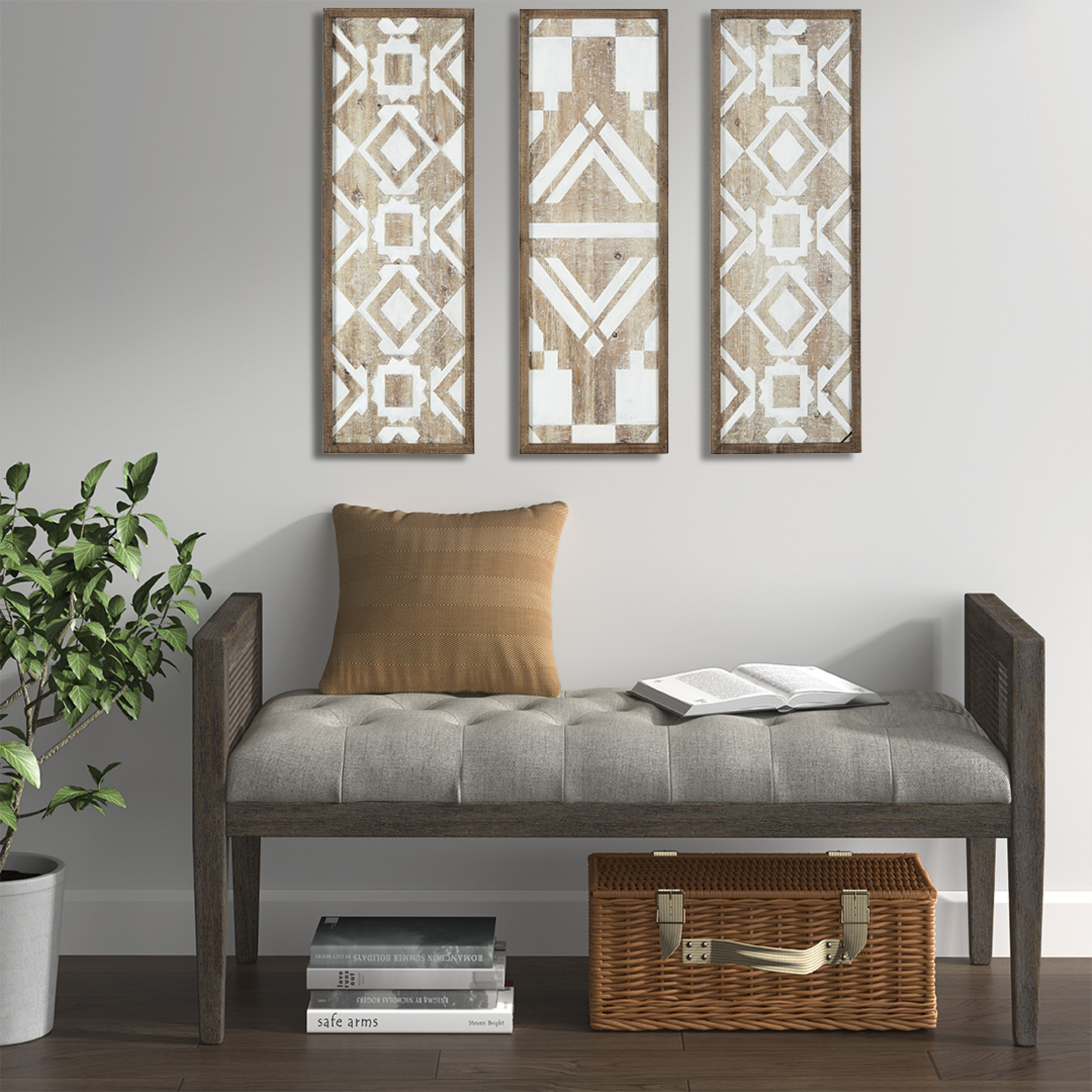 Natural Mandal Two-tone Geometric 3-piece Wood Wall Decor Set 97681 ...