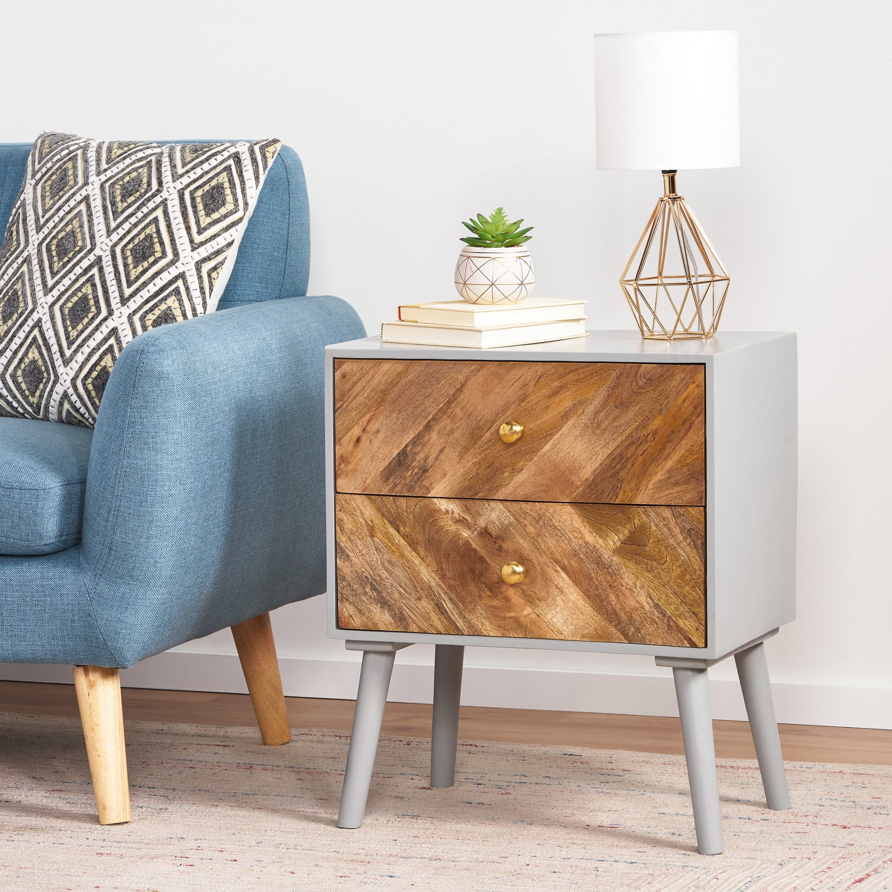 Natural Mango Wood 2 Cabinet - Mid-century Modern Beauty Home Decor ...