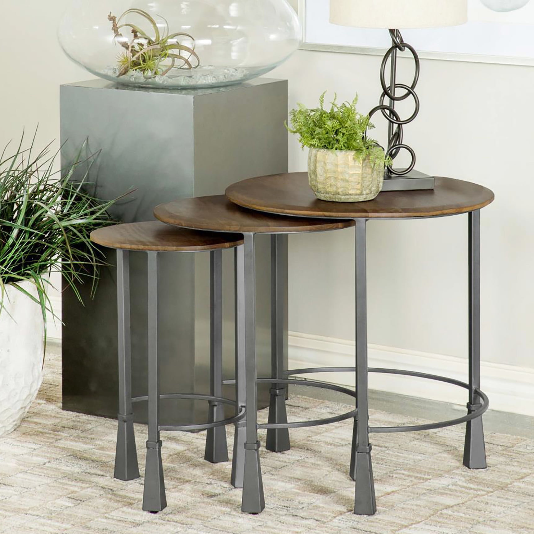 Natural Mango Wood 3-Piece Tables | Nesting Design for Limited Space ...