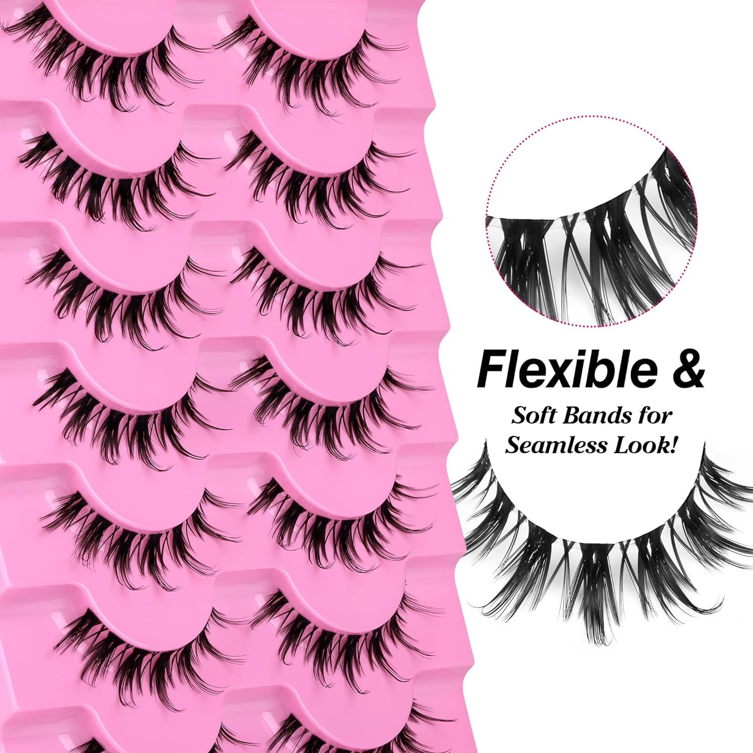 Natural Manhua Lashes Wispy Manga Anime False Eyelashes Clear Bands ...