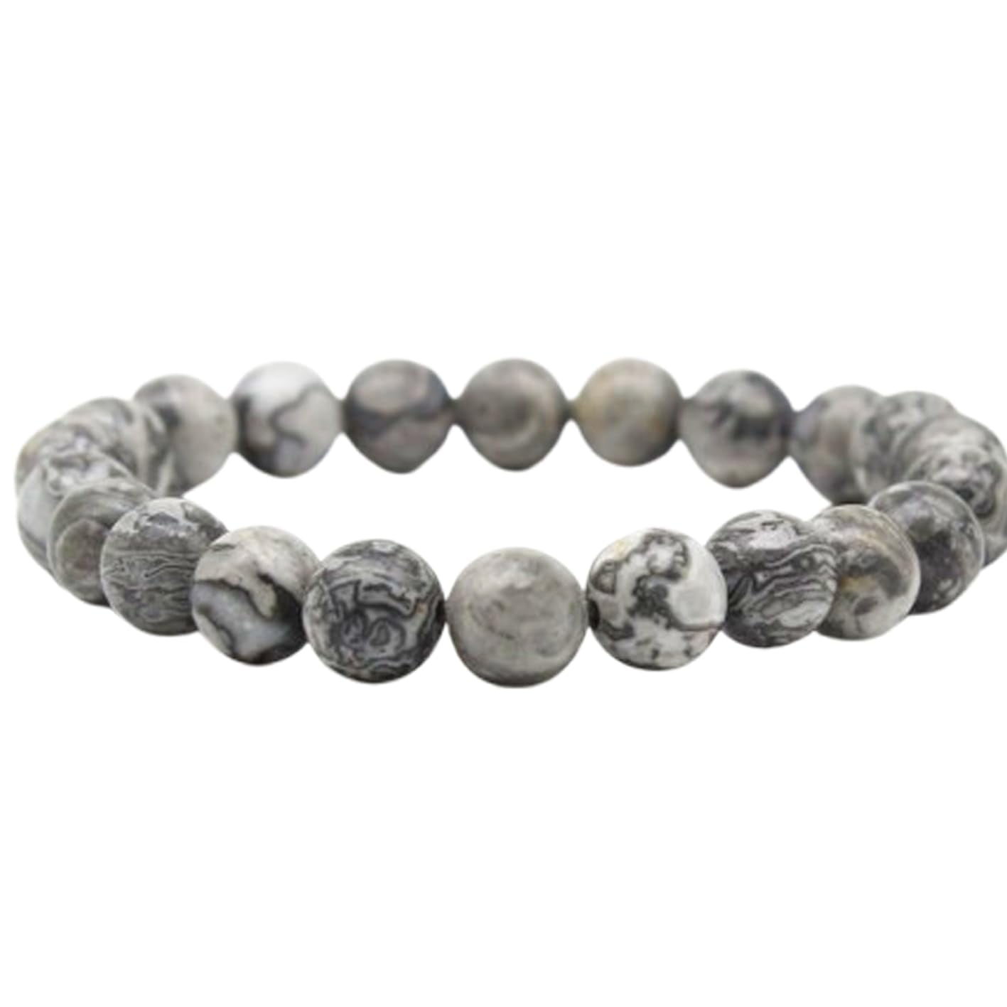 Natural Map Jasper 8mm Round Shape Smooth Cut Beads Stretchable ...