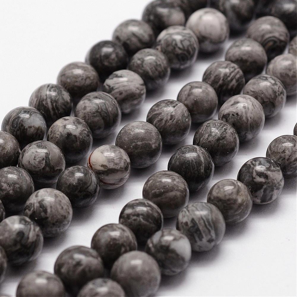 Natural Map Stone/Picasso Stone/Picasso Jasper Bead Strands Round 6mm ...