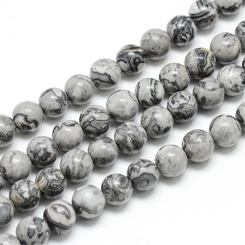 Natural Map Stone/Picasso Stone/Picasso Jasper Beads Strands Round 10mm ...