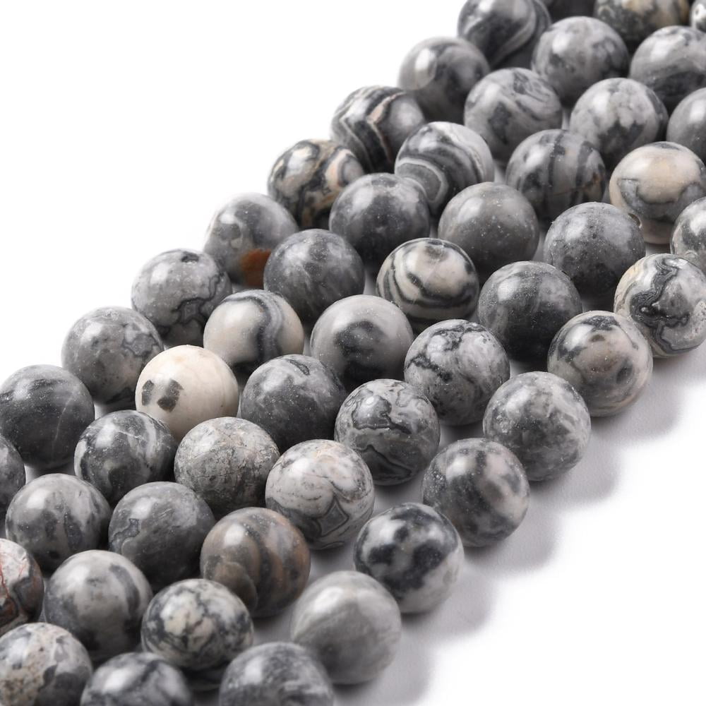 Natural Map Stone/Picasso Stone/Picasso Jasper Beads Strands Round 8mm ...