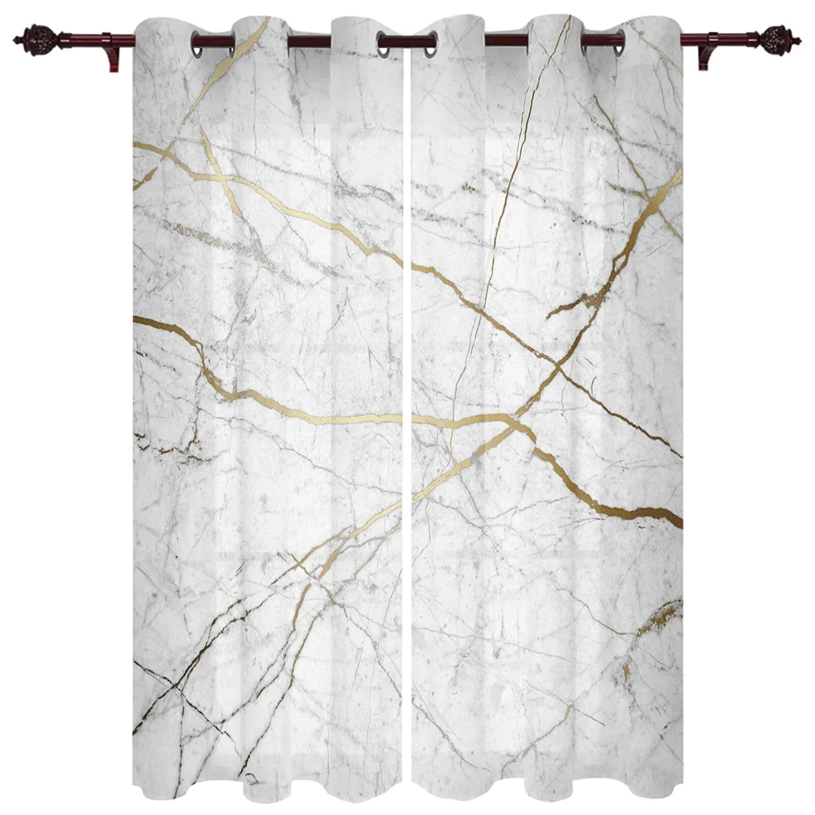 Natural Marbling Pattern Modern Window Curtains for Living Room Luxury ...