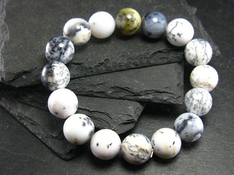 Natural Merlinite Moss Agate 12mm Round Shape Smooth Cut Beads ...