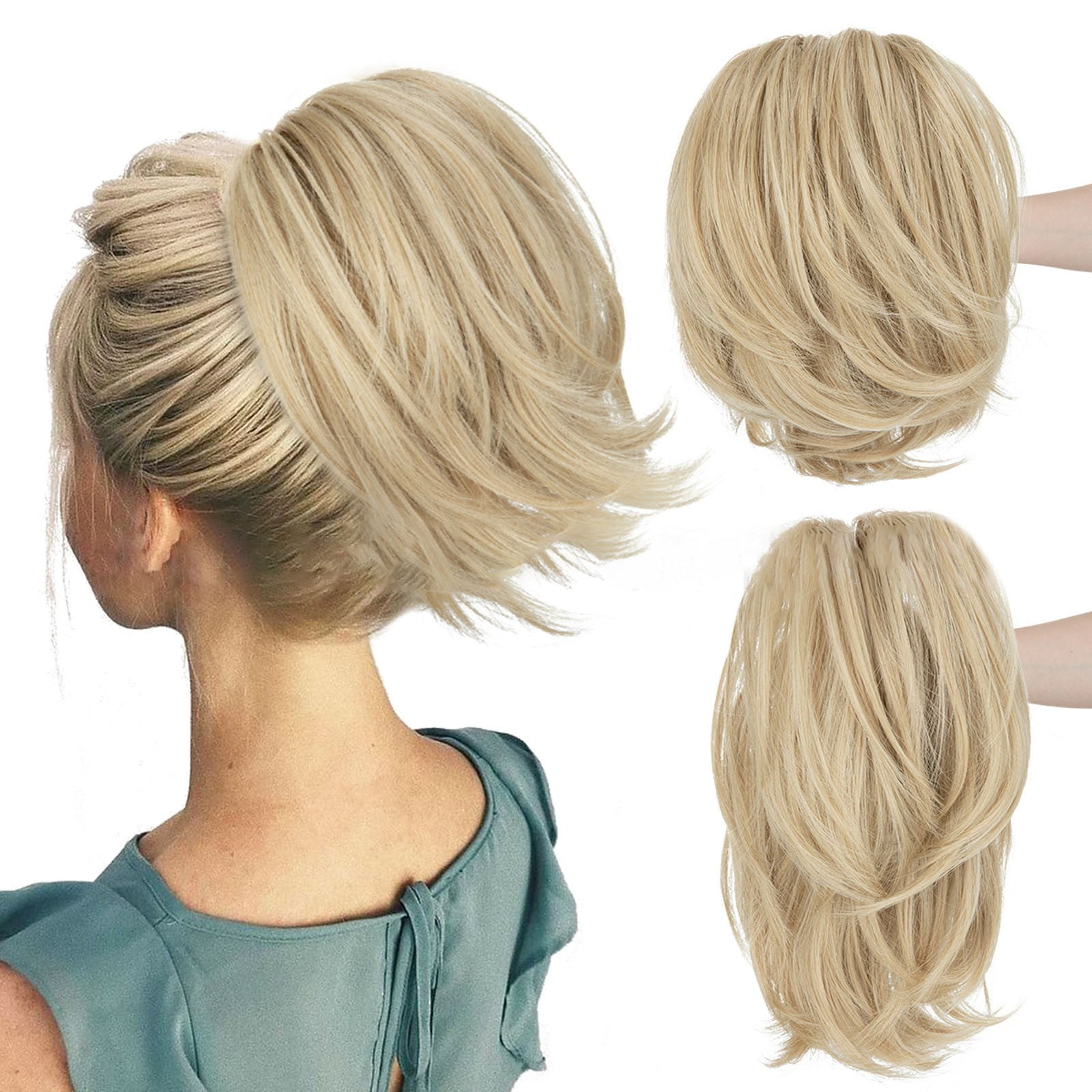 Natural Messy Bun Hair Piece Extensions With Bendable Metal Wire Clip ...