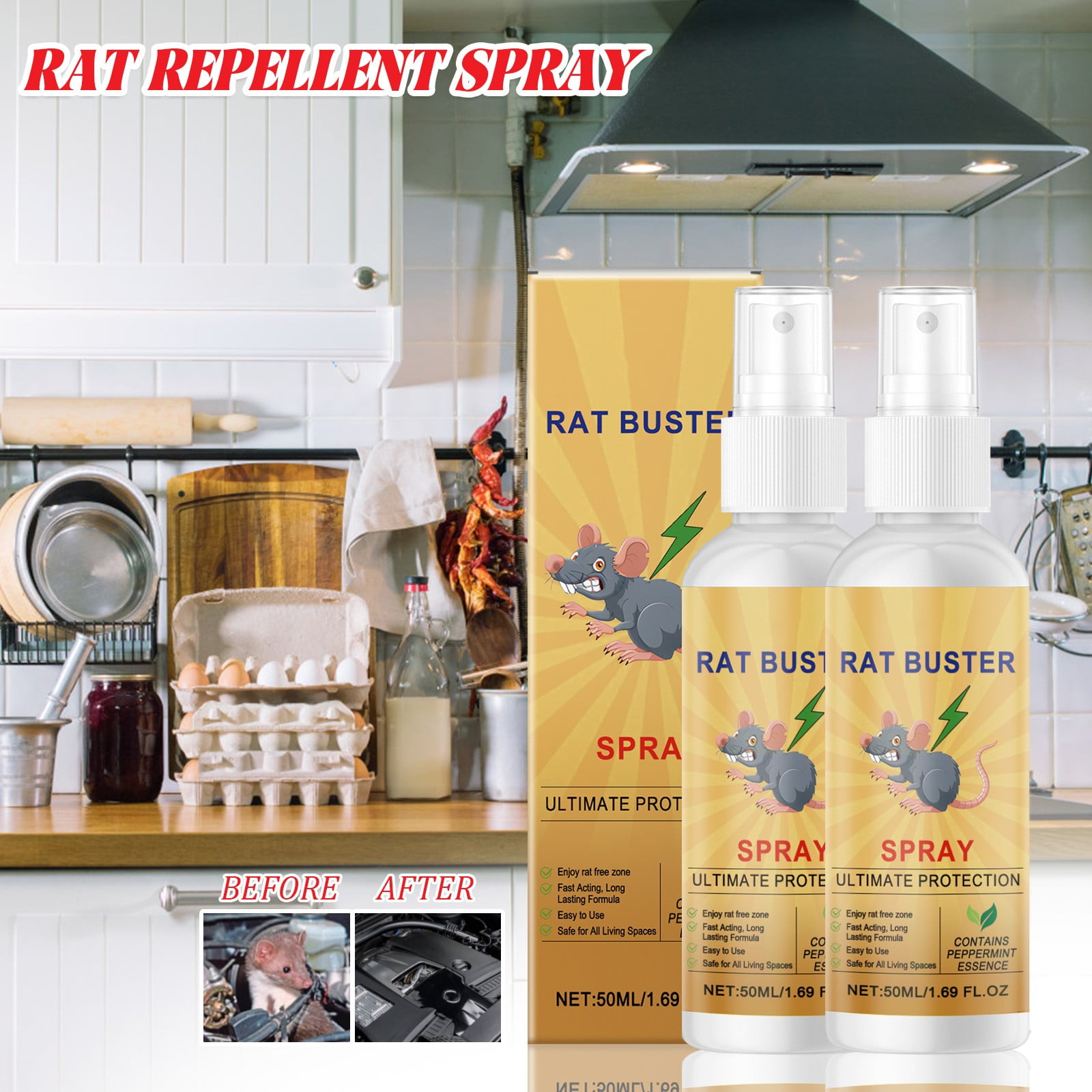 Natural Mice Repellant - Powerful Pest Repellent for Rodent Rat Mice ...