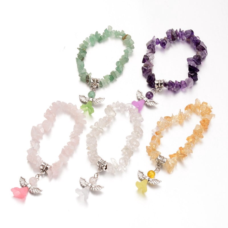 Natural Mixed Stone Bracelets for s Day with Acrylic Bead and Silver ...