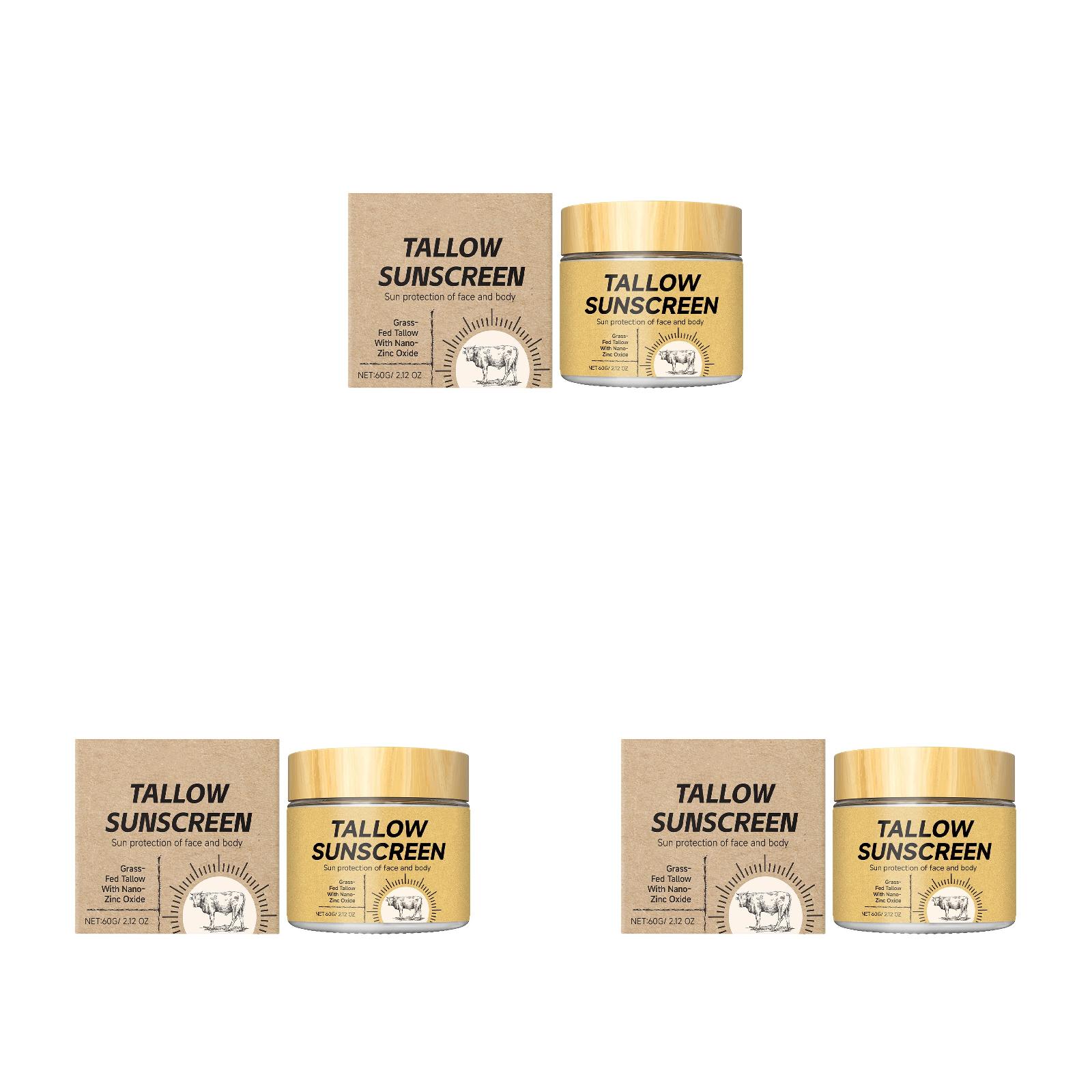 Natural Moisturizing Sunscreen for All Ages Beef Tallow with Zinc Oxide ...