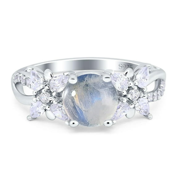 Natural Moonstone Size-9 Art Deco Round Vintage Style Flower Ring ...