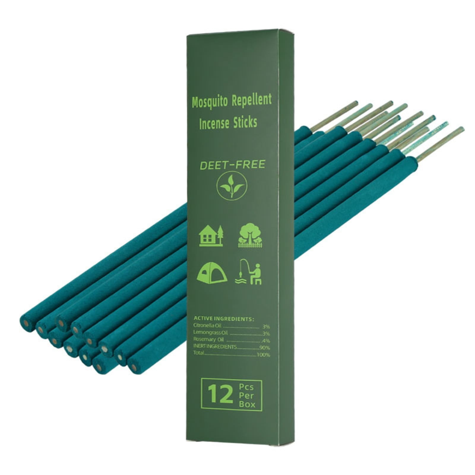 Natural Mosquito Repellent Incense Sticks, DEET-Free, Outdoor & Indoor ...