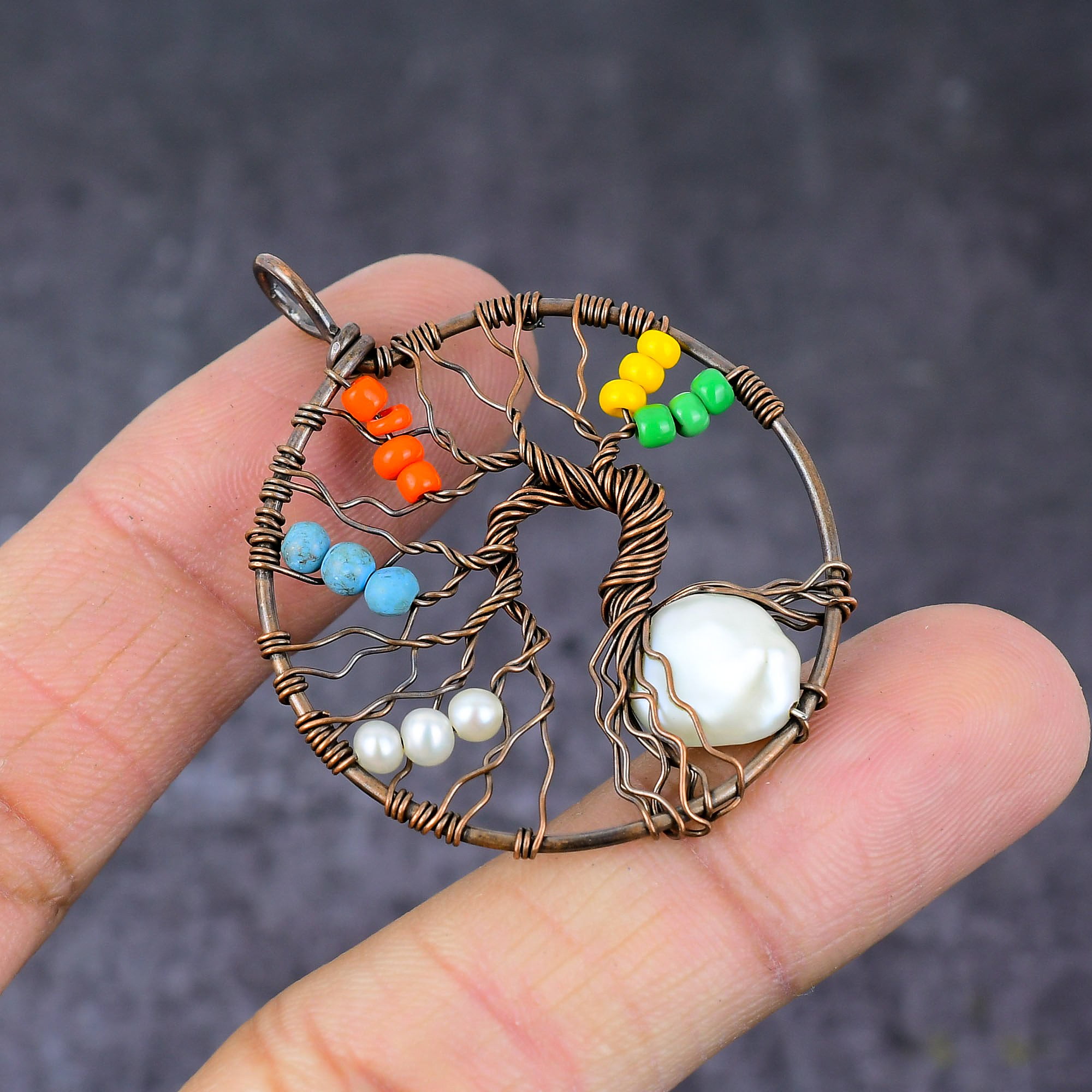 Natural Mother Of Pearl Copper Wire Wrap Tree Of Life Pendant Jewelry 1 ...