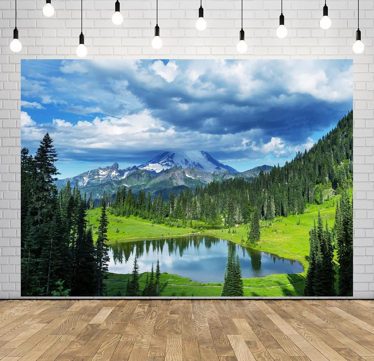 Natural Mountain Lake Backdrop National Park Lake and Glacier Nature ...